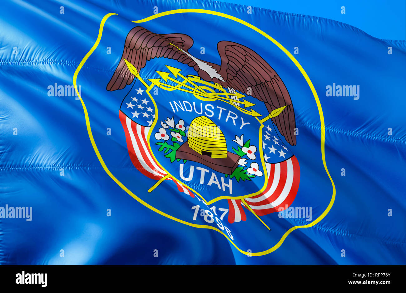 Utah flag. 3D Waving USA state flag design. The national US symbol of ...