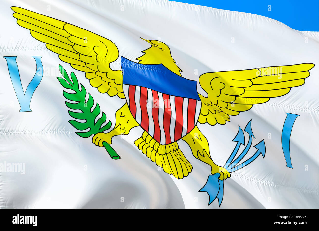 Virgin islands flag. 3D Waving USA state flag design. The national US ...