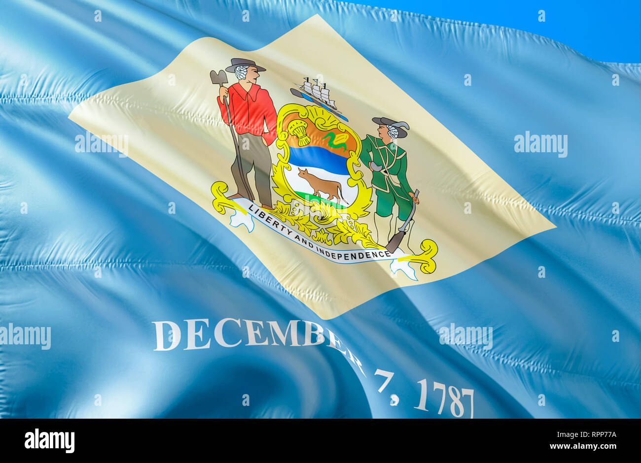 Delaware flag state. 3D Waving flag design. US state flags of Delaware ...