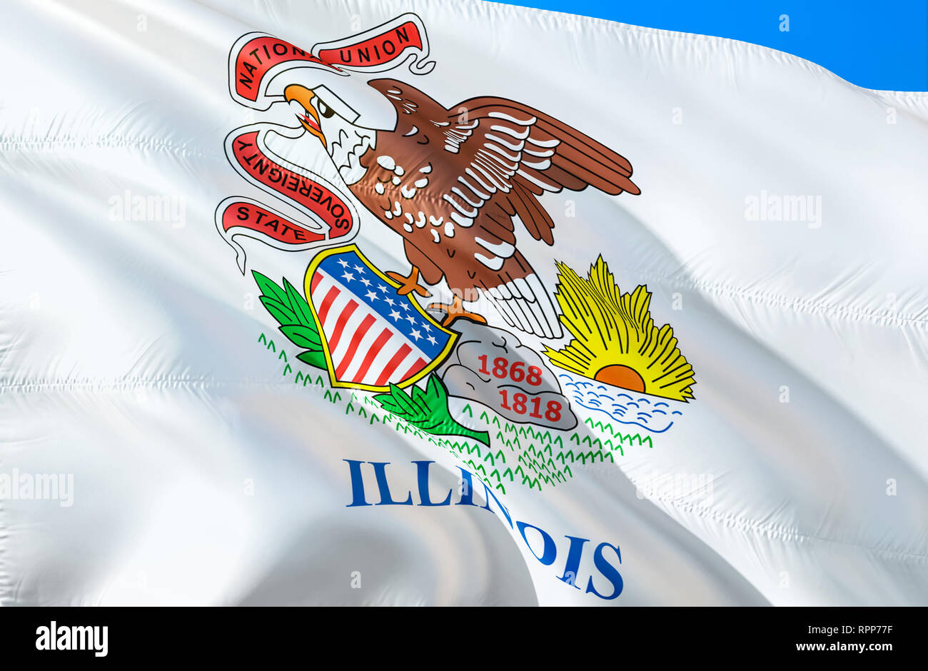 Illinois flag. 3D Waving USA state flag design. The national US symbol ...