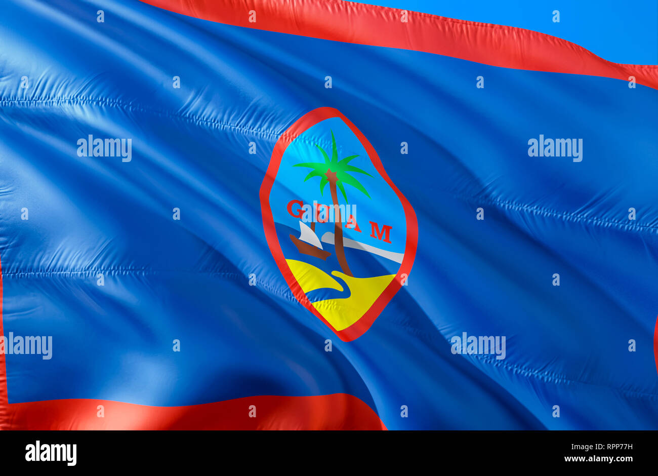 Guam flag. 3D Waving USA state flag design. The national US symbol of ...