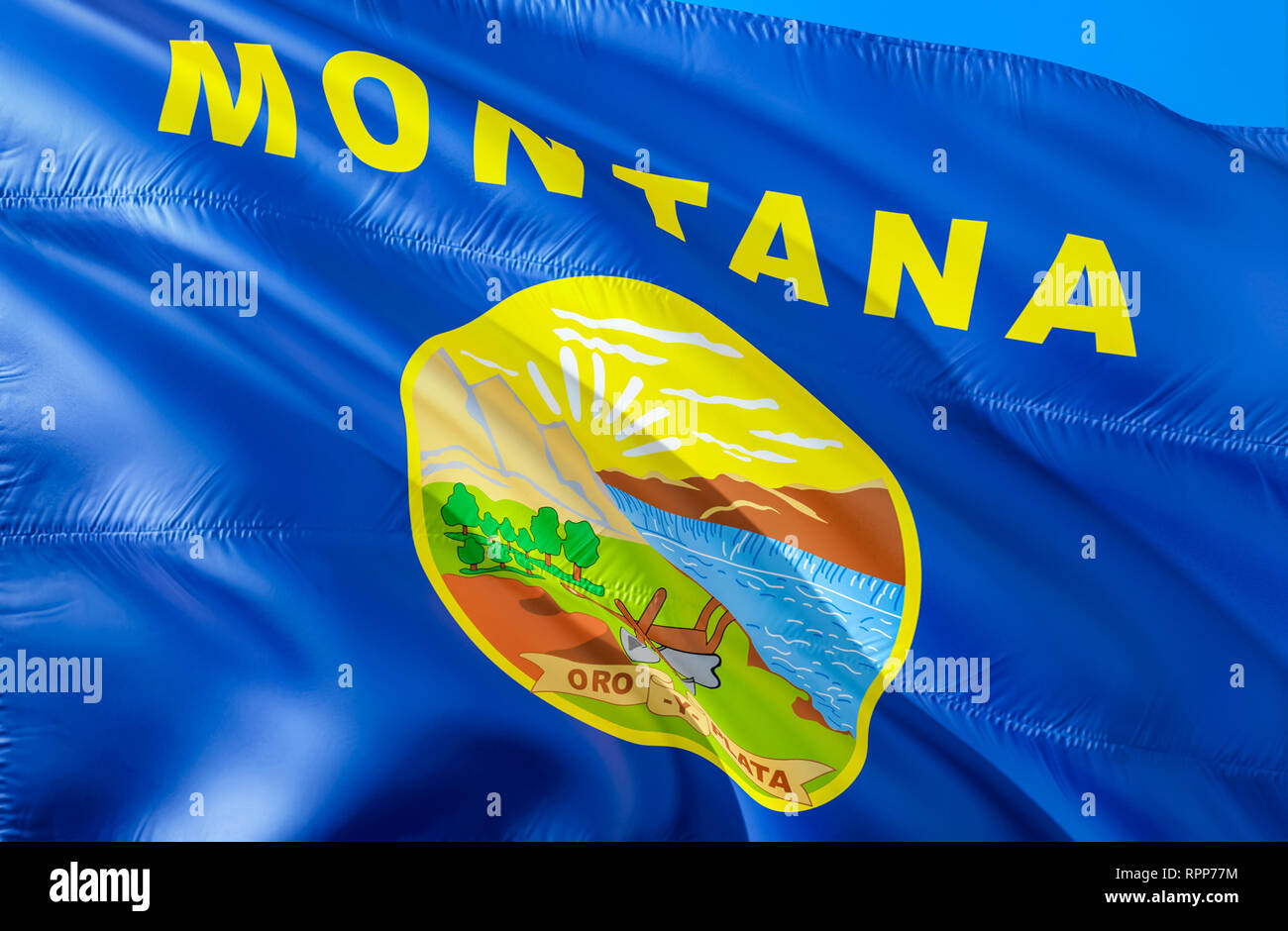 Montana flag. 3D Waving USA state flag design. The national US symbol ...