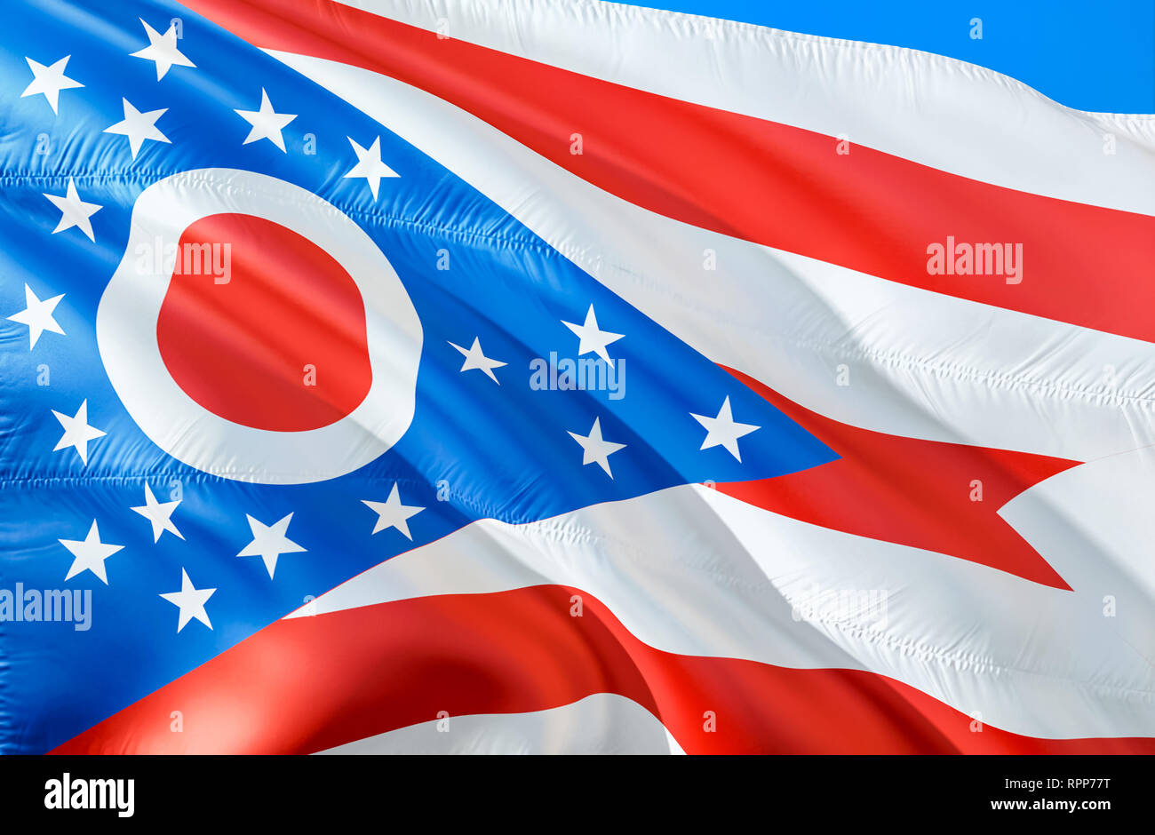 Ohio flag. 3D Waving USA state flag design. The national US symbol of ...