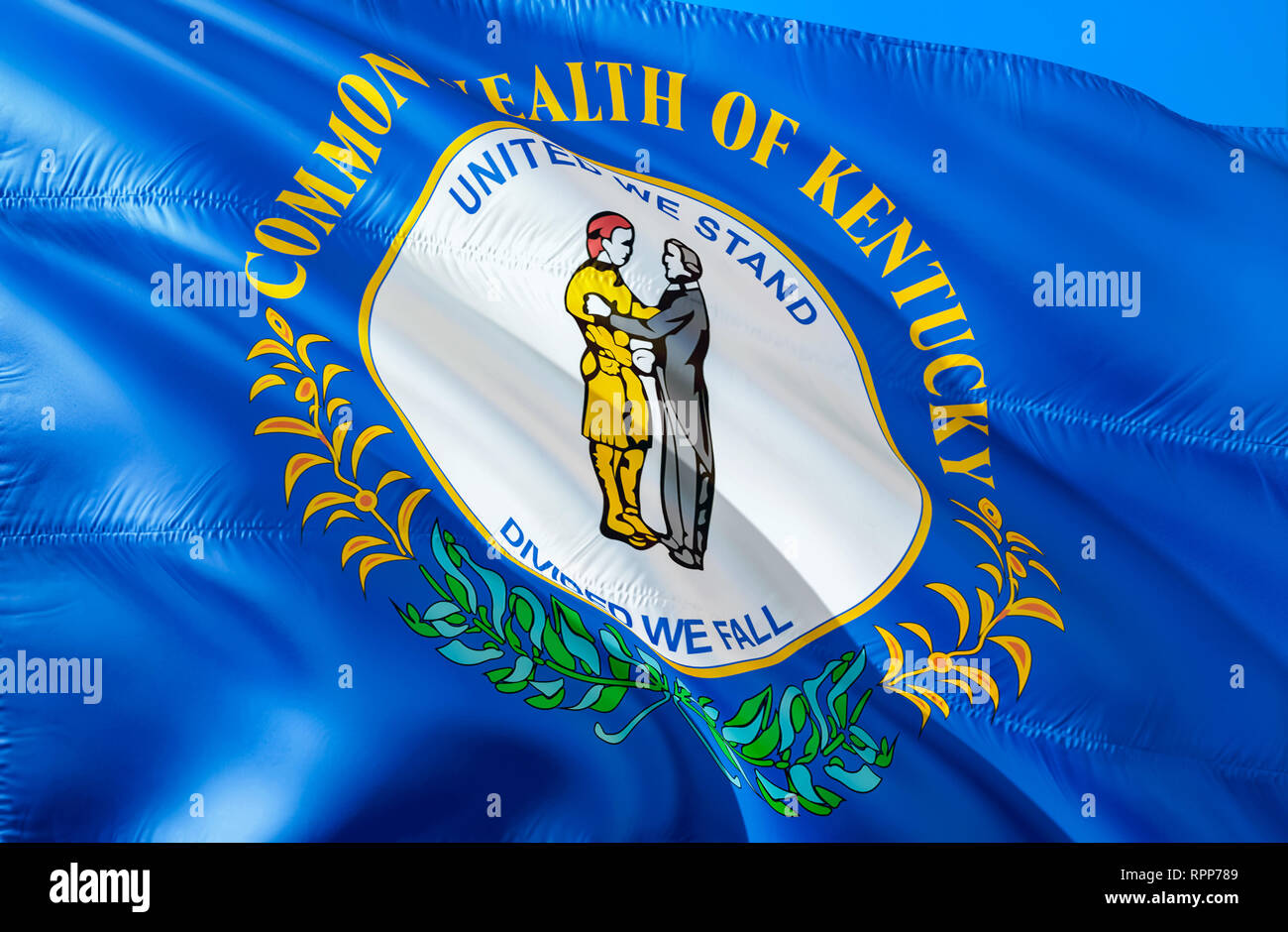 Kentucky flag. 3D Waving USA state flag design. The national US symbol ...