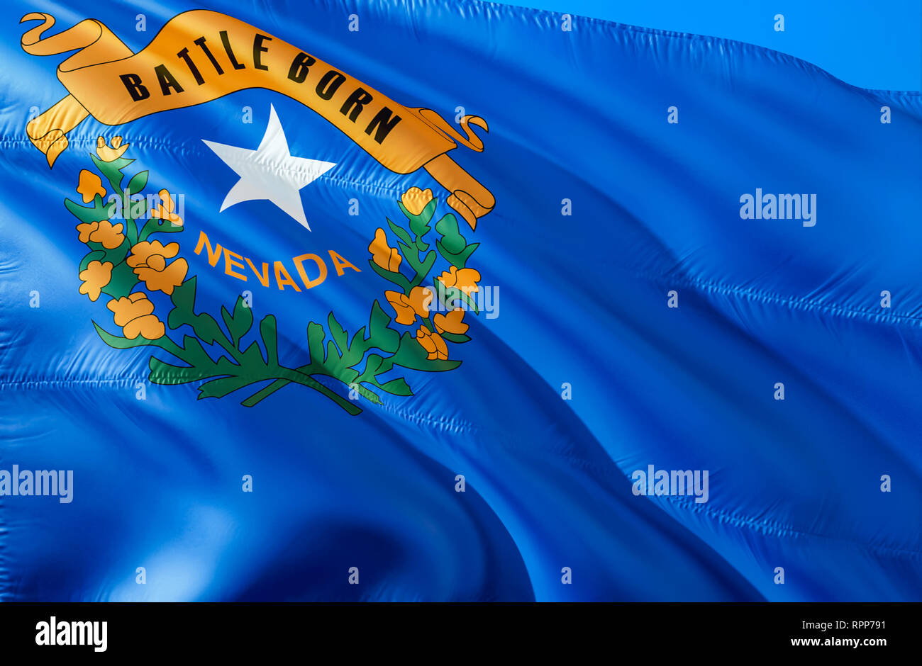 Nevada flag. 3D Waving USA state flag design. The national US symbol of ...
