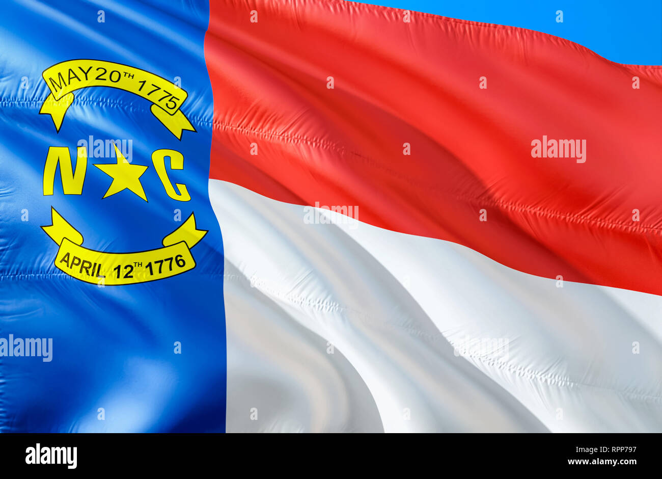 North Carolina flag. 3D Waving USA state flag design. The national US ...