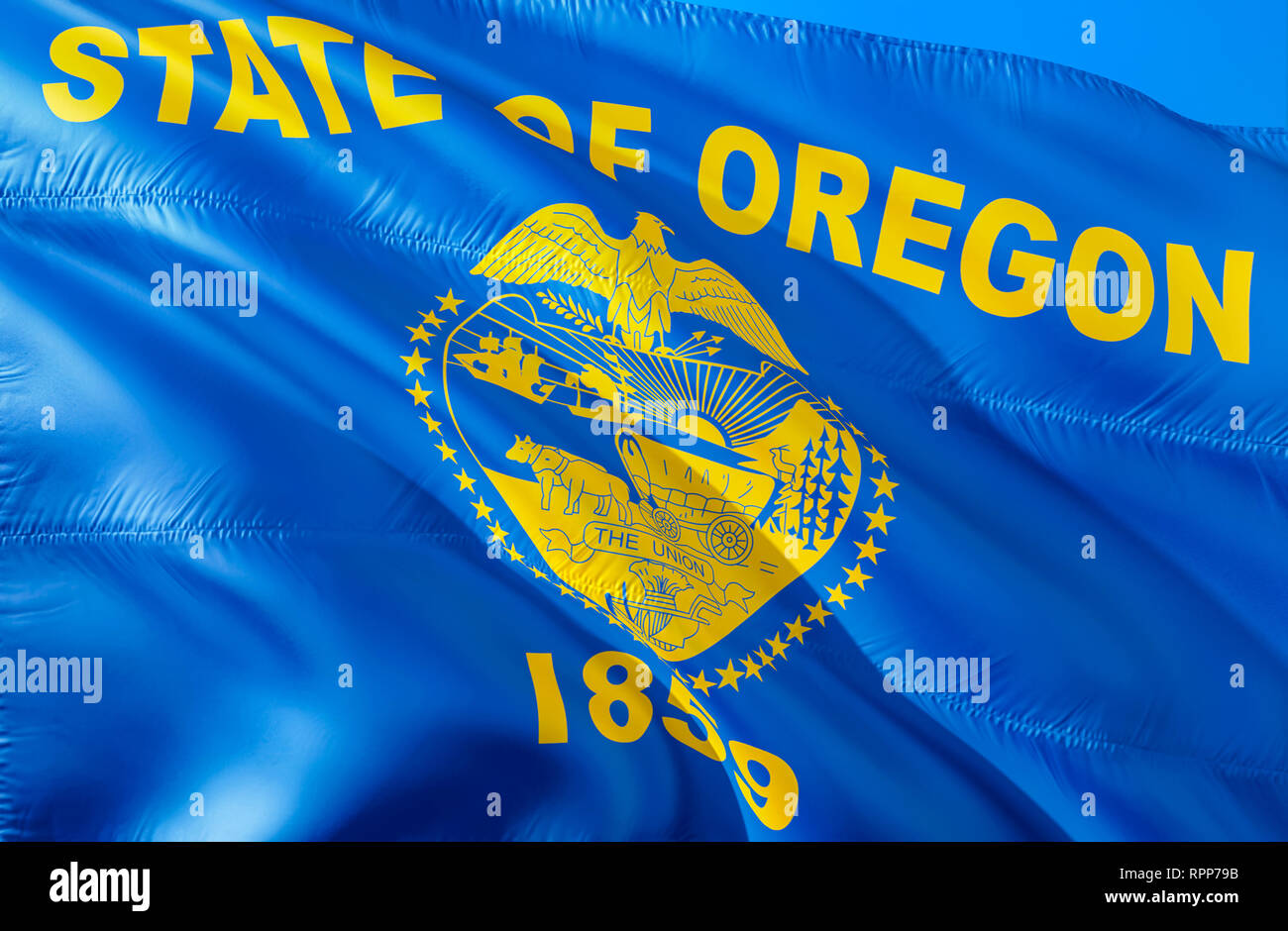Oregon flag. 3D Waving USA state flag design. The national US symbol of ...
