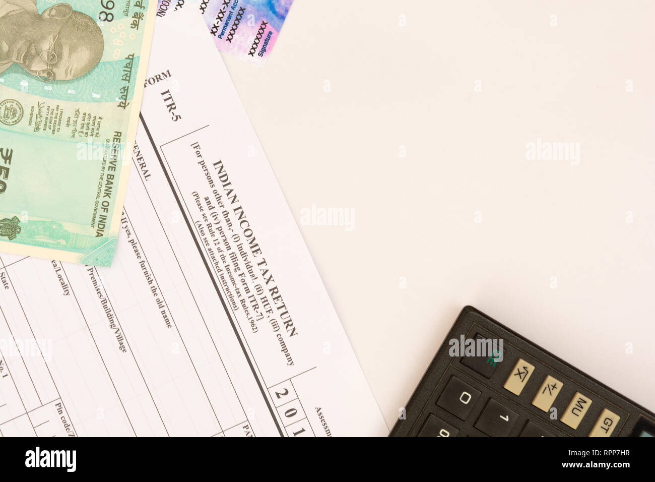 New Indian ITR-5 Income tax Form with indian currency and PAN or ... New Indian ITR-5 Income tax Form with indian currency and PAN or ...