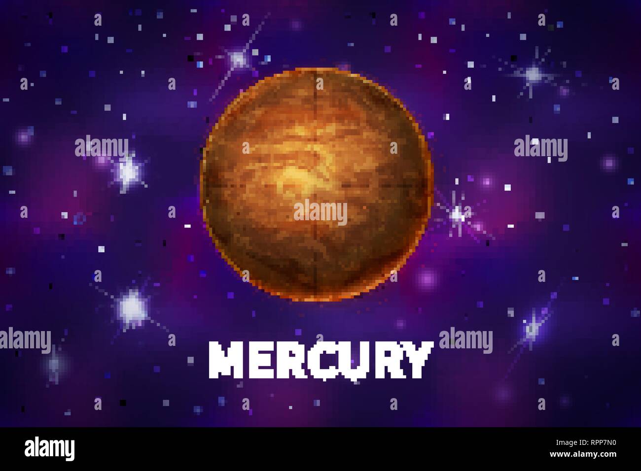 Bright realistic Mercury planet on colorful deep space background with ...
