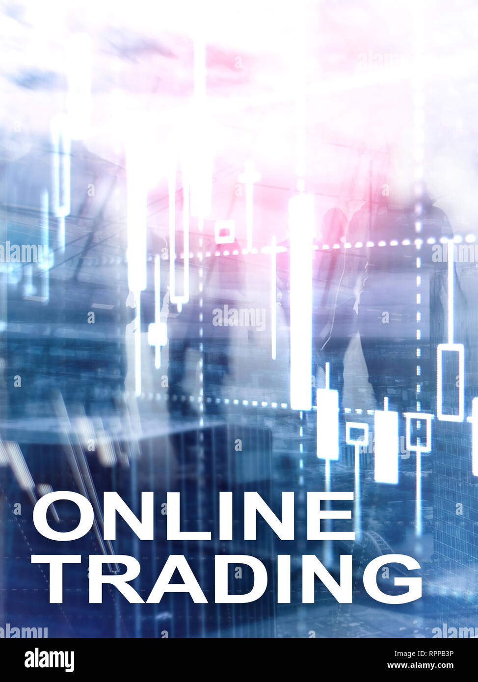 Online trading, FOREX, Investment concept on blurred business center ...