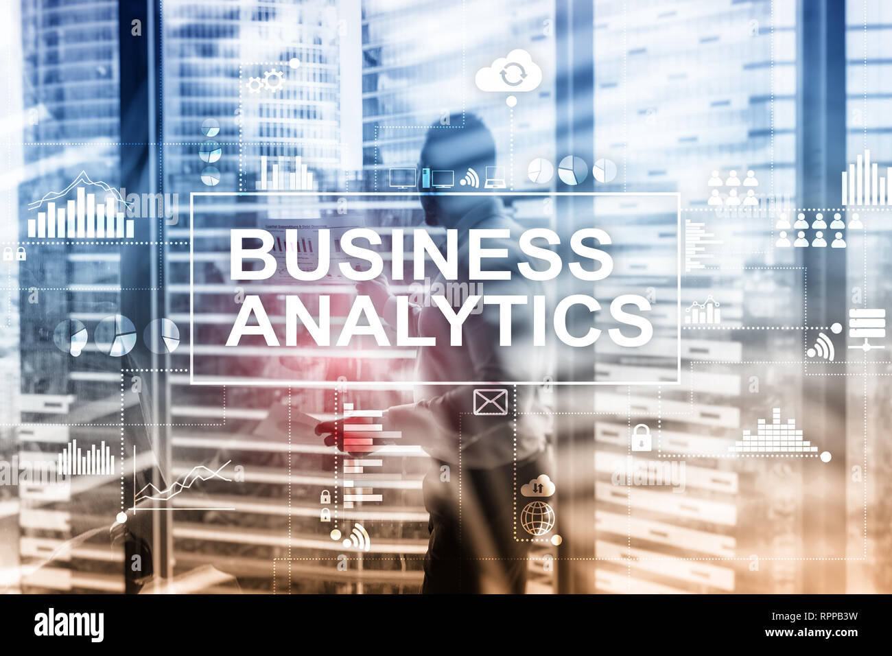 Business analytics concept on double exposure background Stock Photo ...