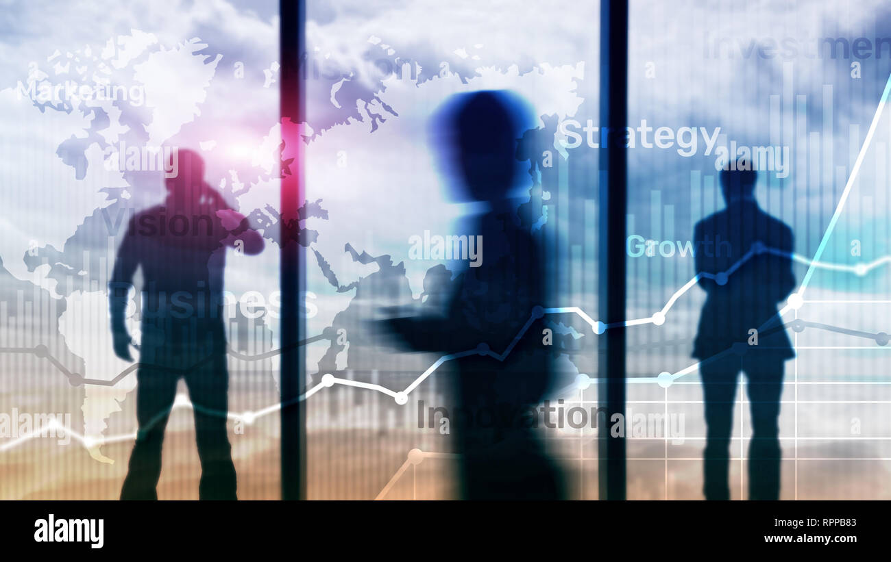 Business abstract background double exposure graph, chart and diagram ...