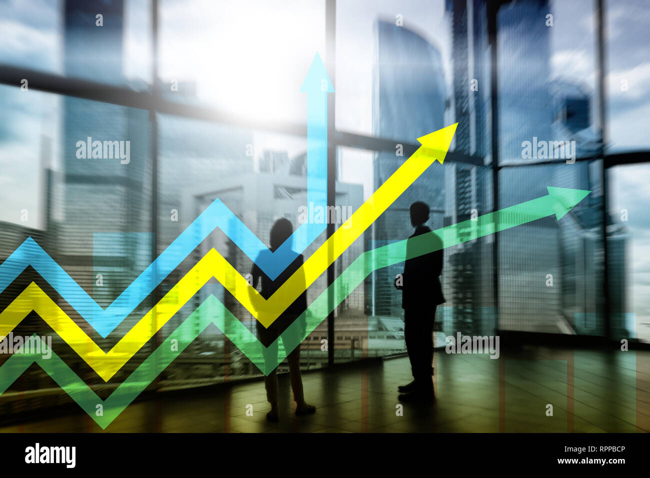 Financial growth arrows graph. Investment and trading concept Stock ...