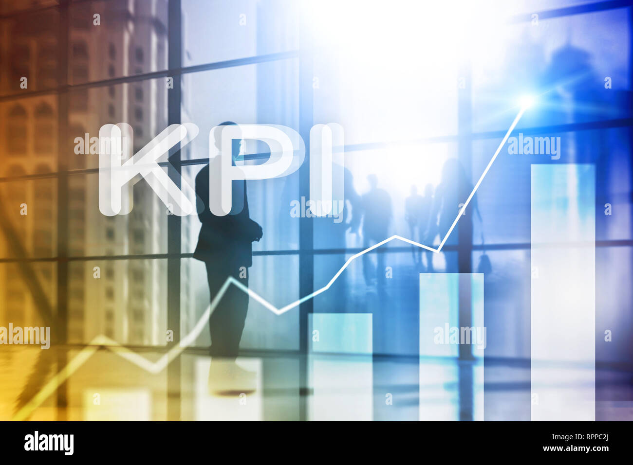KPI - Key performance indicator graph on blurred background Stock Photo ...