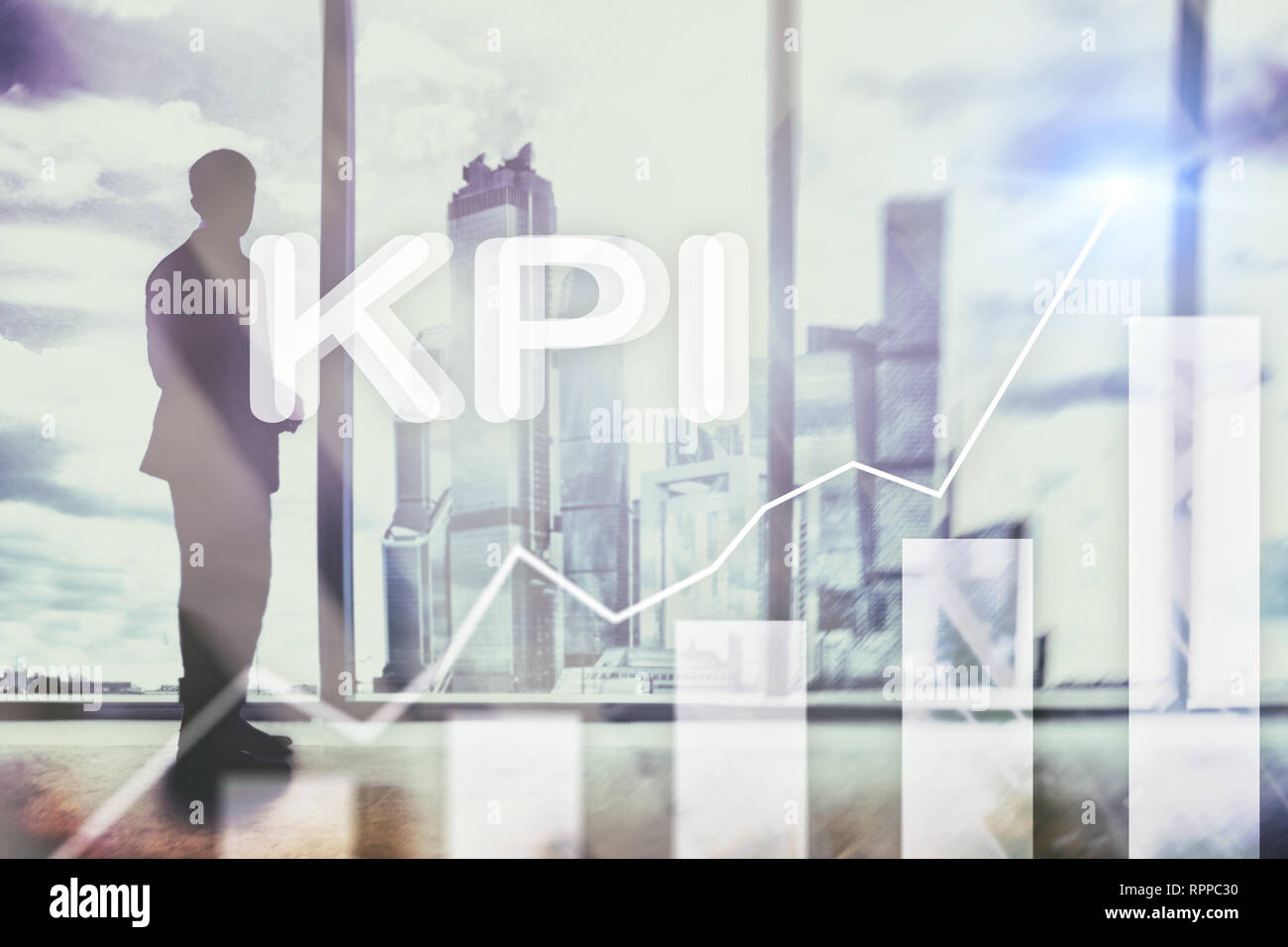 KPI - Key performance indicator graph on blurred background Stock Photo ...