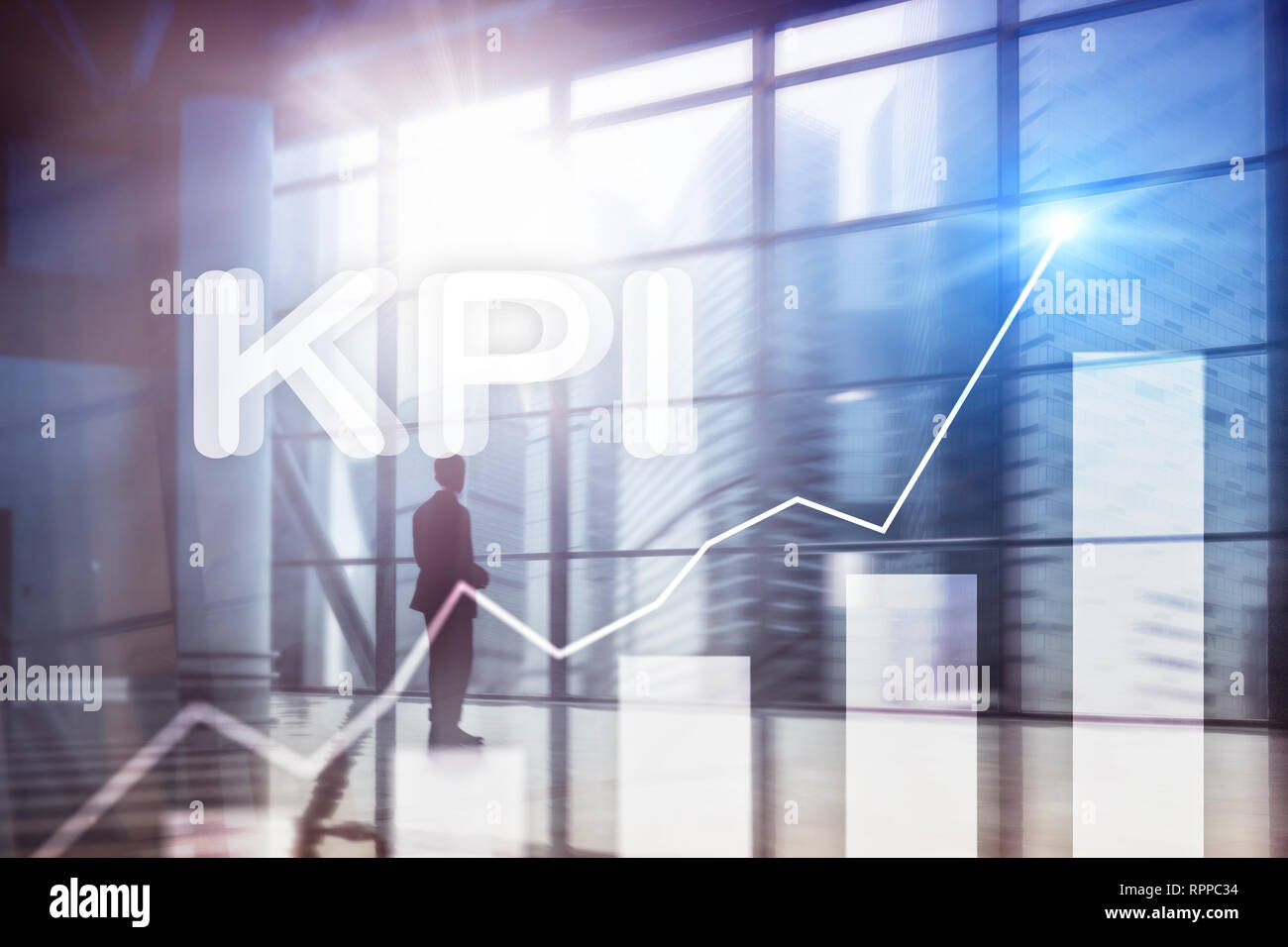 KPI - Key performance indicator graph on blurred background Stock Photo ...