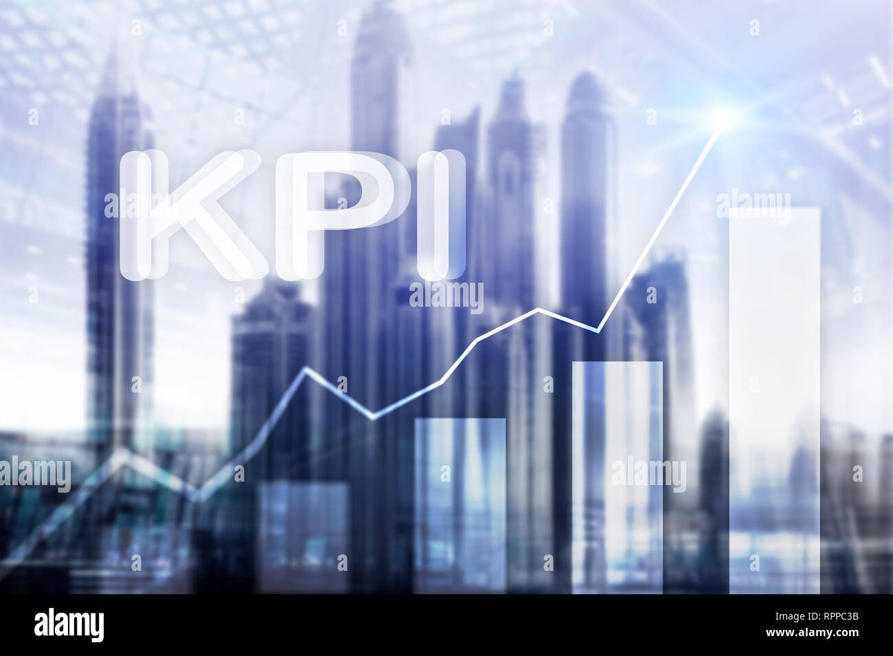 KPI - Key performance indicator graph on blurred background Stock Photo ...