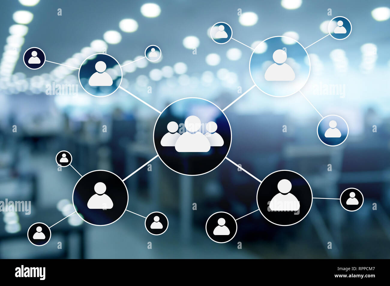 HR - Human resources management concept on blurred business center ...