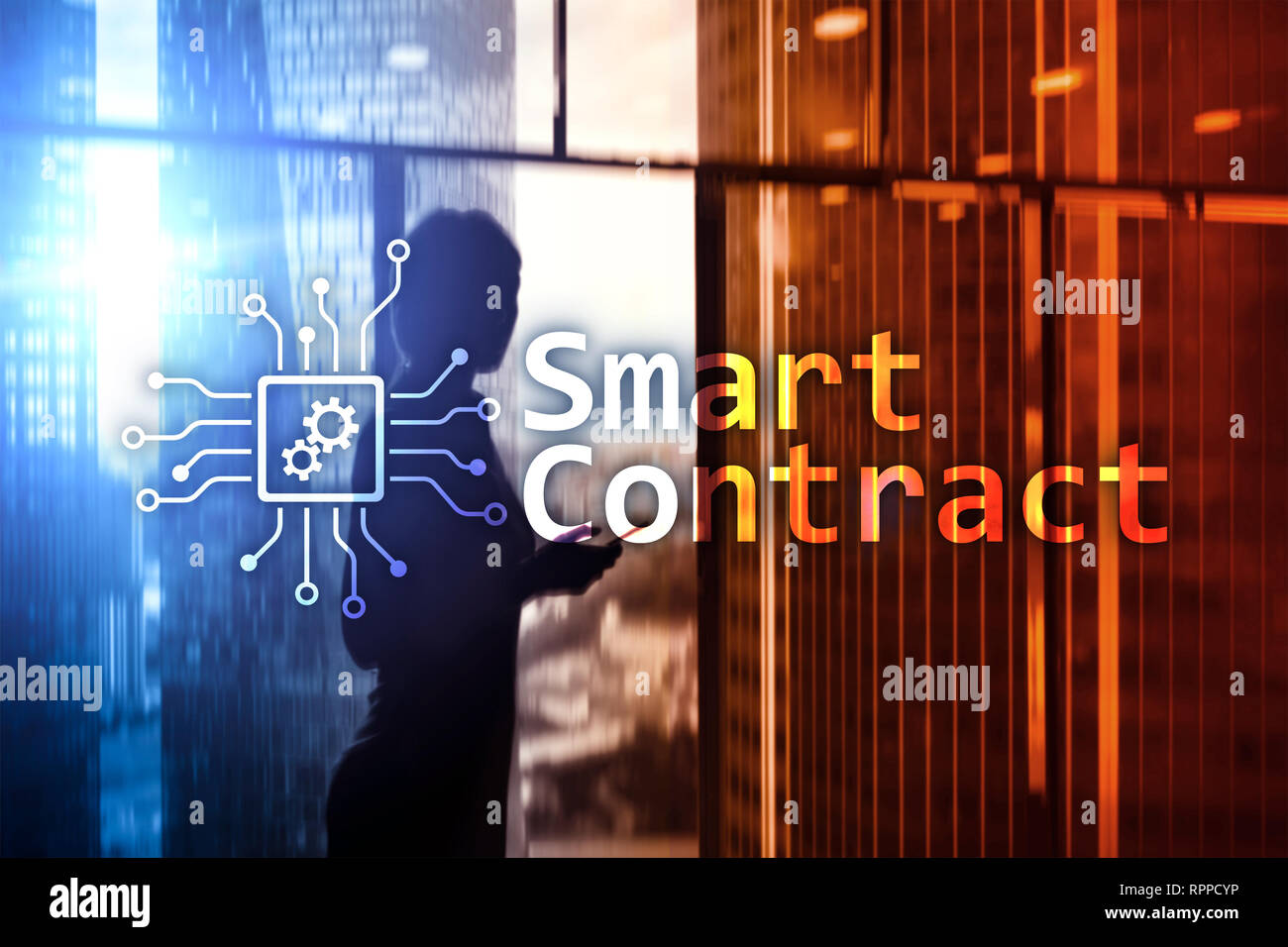 Smart contract, blockchain technology in business, finance hi-tech ...