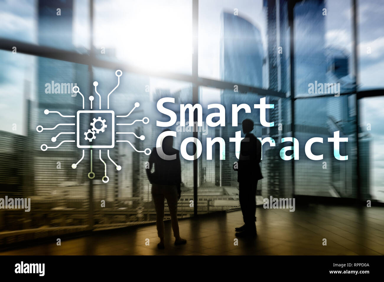 Smart contract, blockchain technology in business, finance hi-tech ...