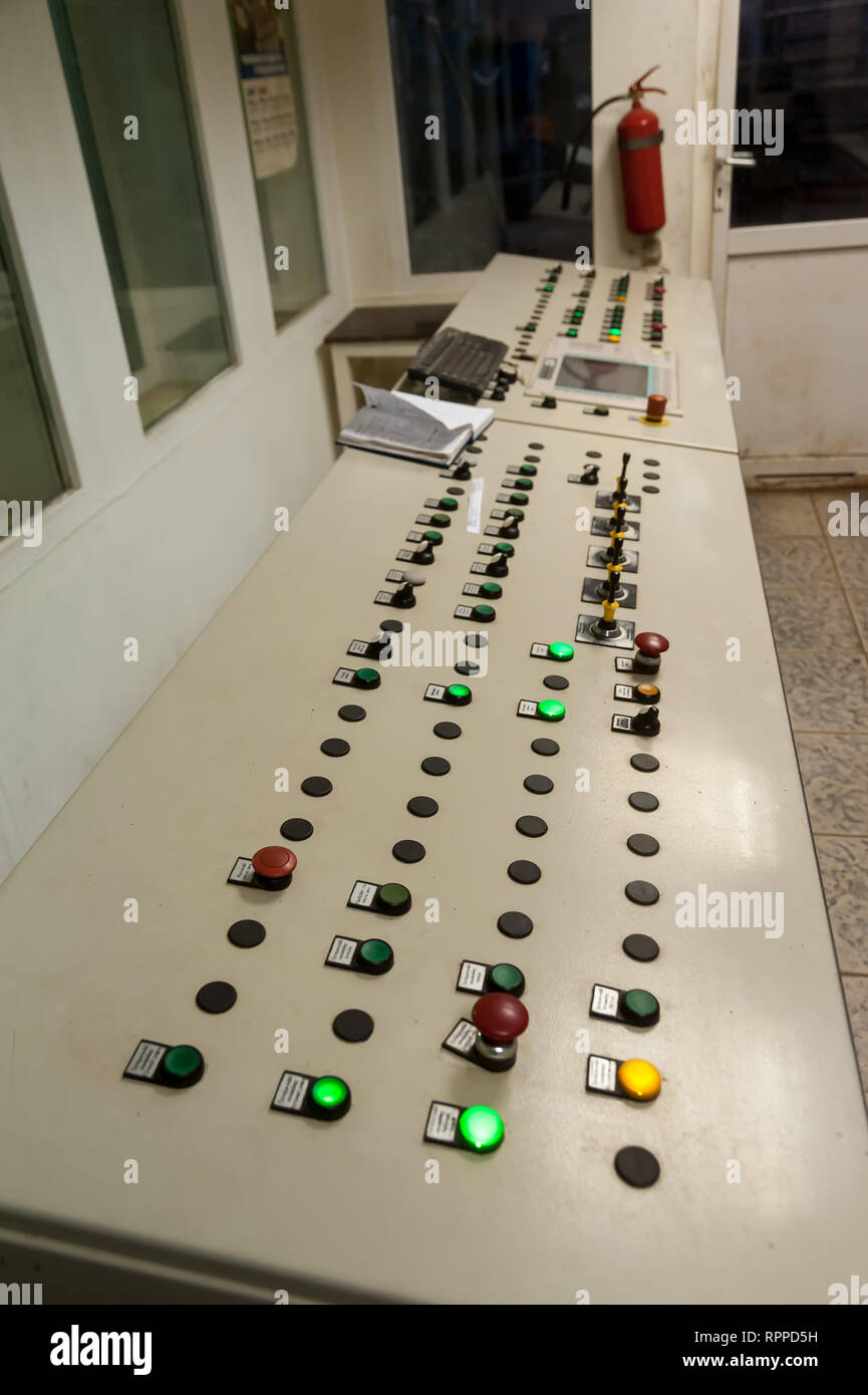 Control panel on construction plant Stock Photo - Alamy