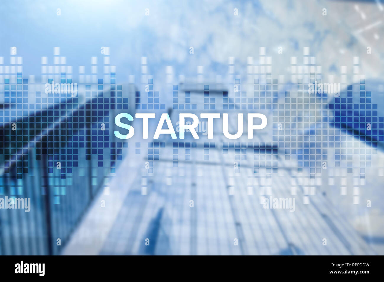 Startup concept with double exposure diagrams blurred background Stock ...