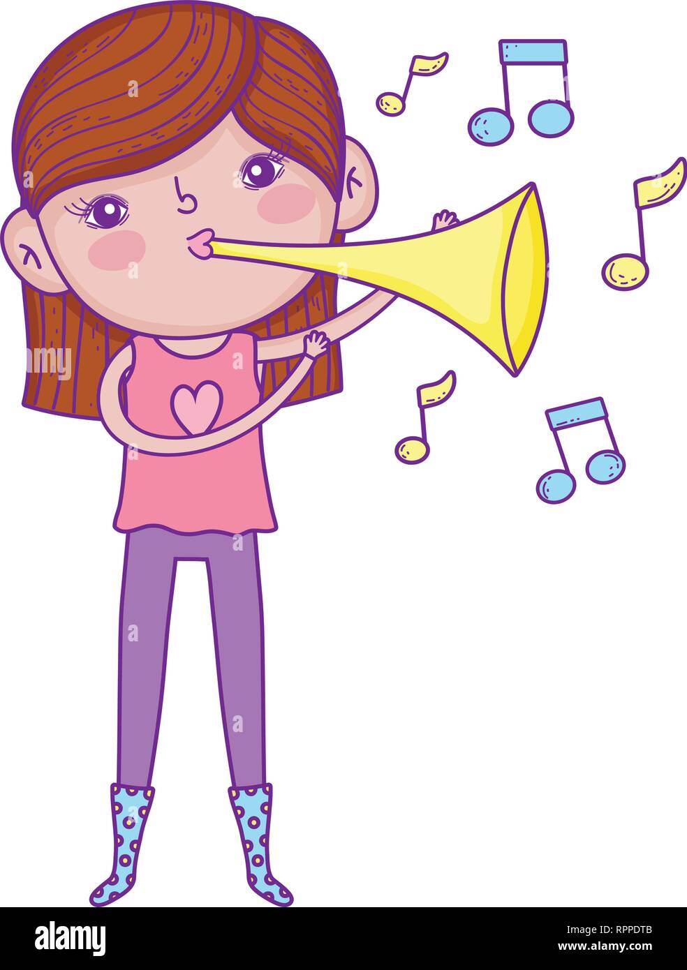 Girl With Trumpet Stock Vector Images - Alamy