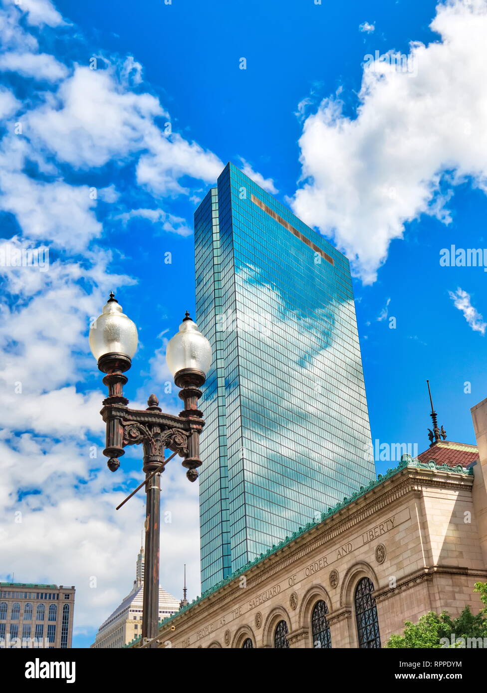 Boston Public Library entrance facing Copley Square Stock Photo - Alamy