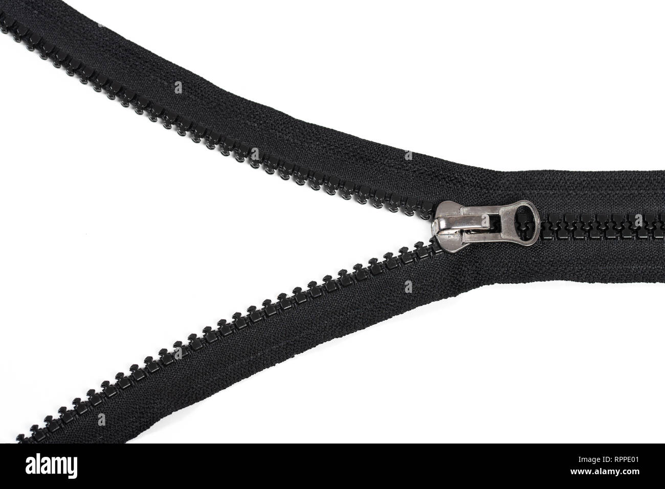 black and metallic zipper isolated on white background Stock Photo - Alamy