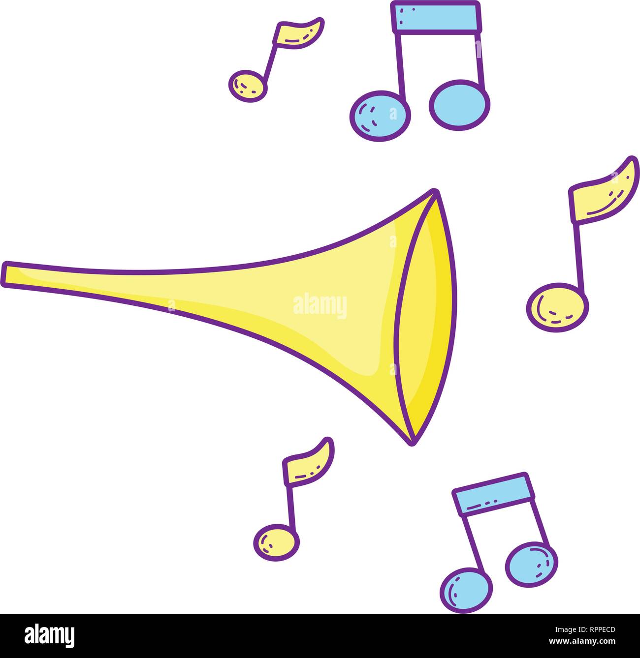 cute trumpet with music notes Stock Vector Image & Art - Alamy