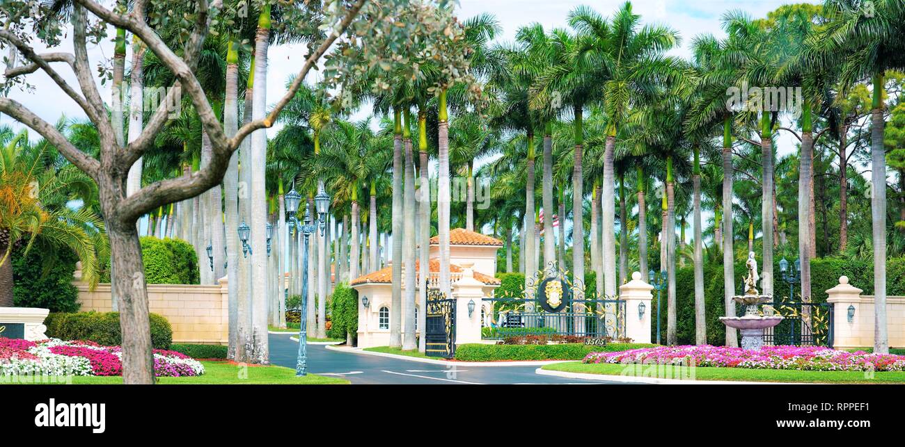 The entrance to Trump International Golf Club, a private golf club ...