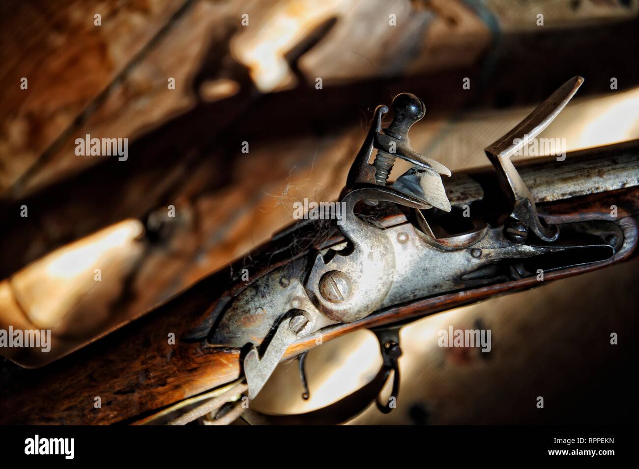 Still life of a flintlock rifle from 1824 Stock Photo - Alamy