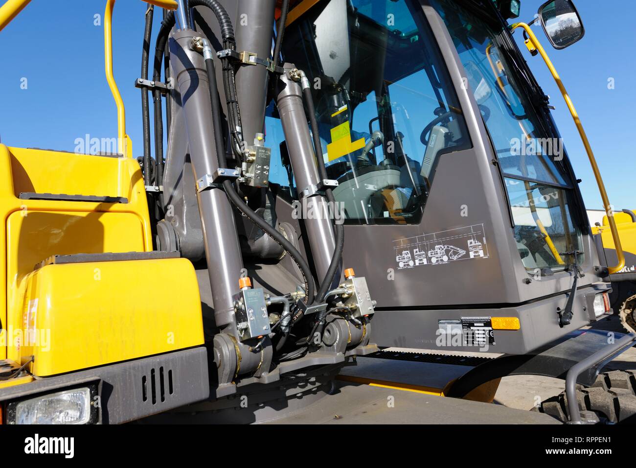 Bulldozer control cabin Stock Photo - Alamy