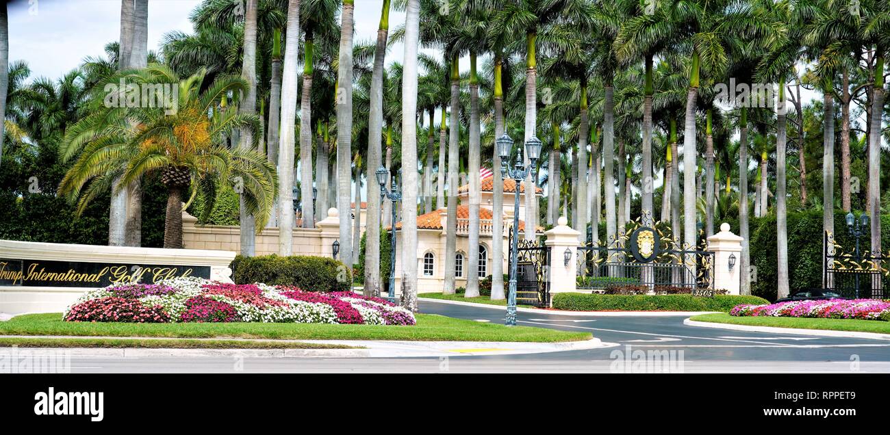 The entrance to Trump International Golf Club, a private golf club ...