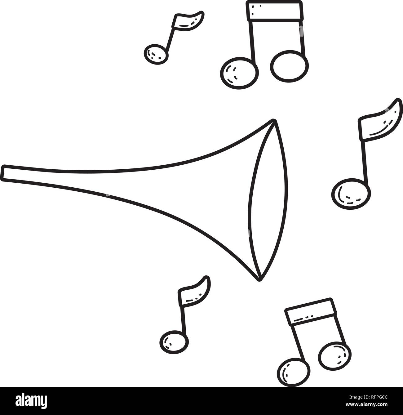cute trumpet with music notes Stock Vector Image & Art - Alamy