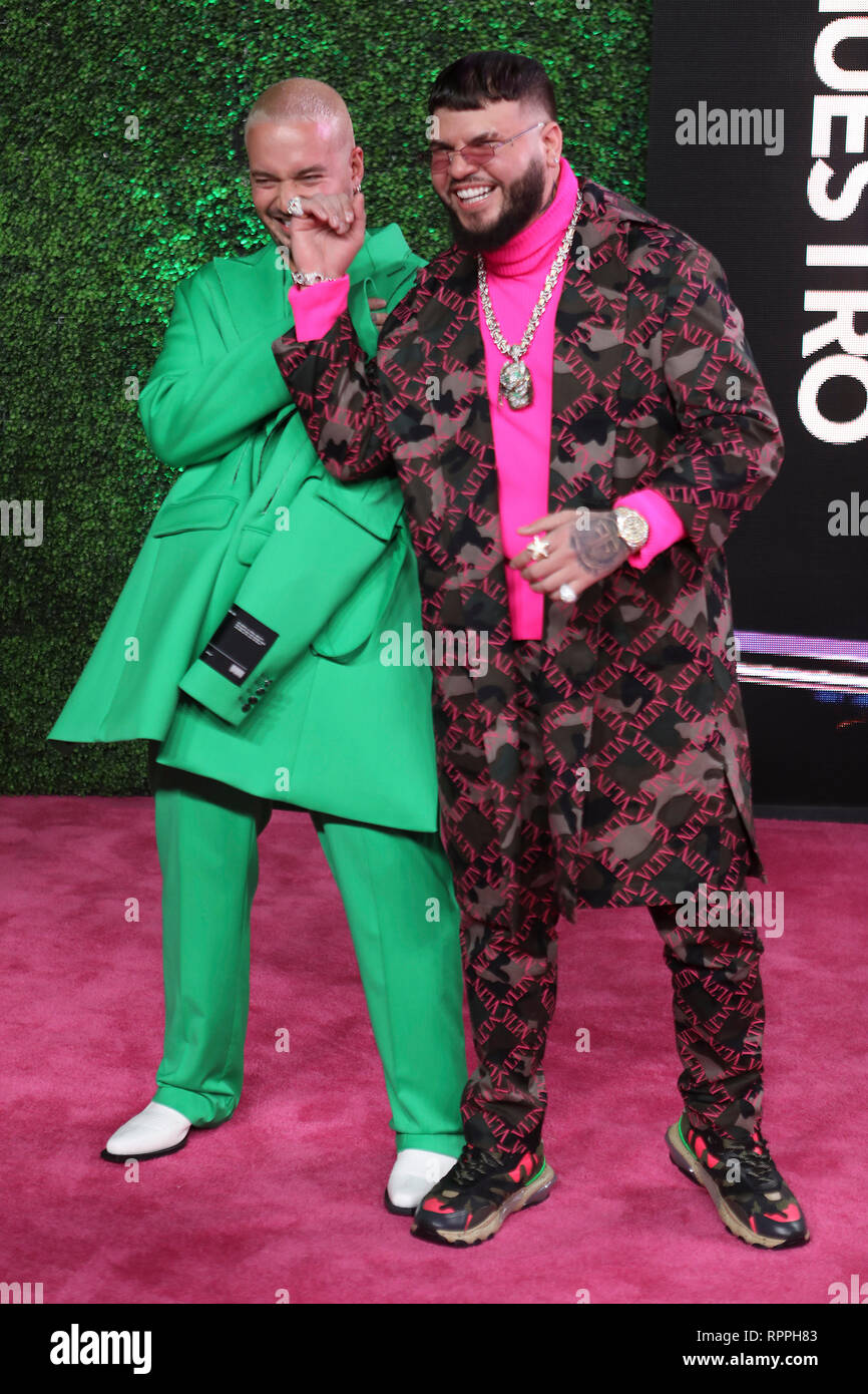 MIAMI, FL - FEBRUARY 21: J Balvin and Farruko at the 31st Annual Premio ...