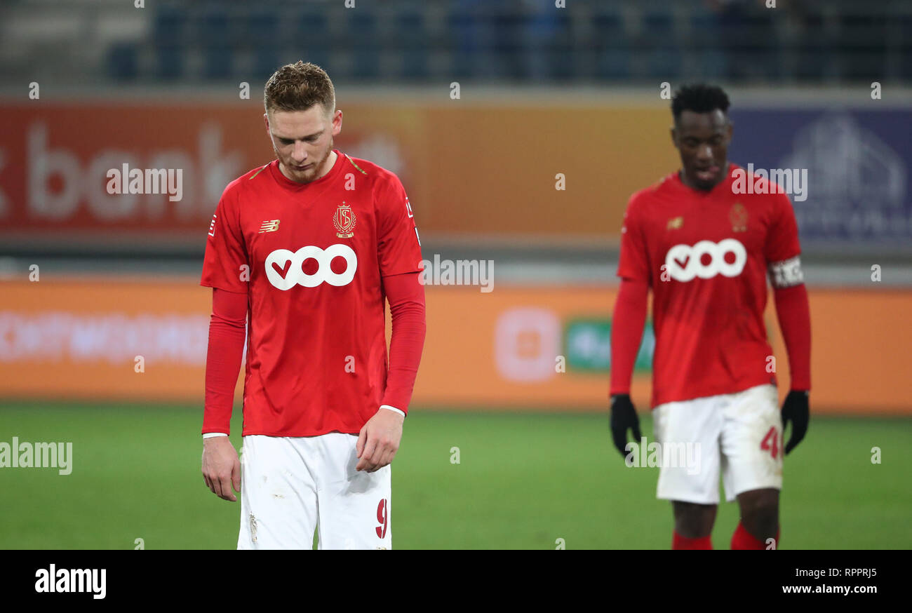 GENT, BELGIUM - FEBRUARY 22: Renaud Emond of Standard looks dejected ...