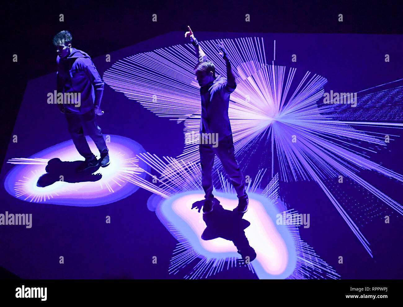 Berlin, Germany. 21st Feb, 2019. Breakdancers present the first joint ...