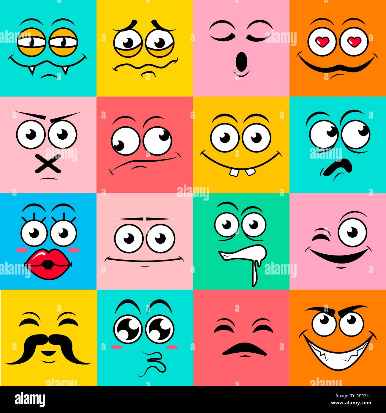 Colorfull set of cute happy smiley emotions,vector illustration Stock ...
