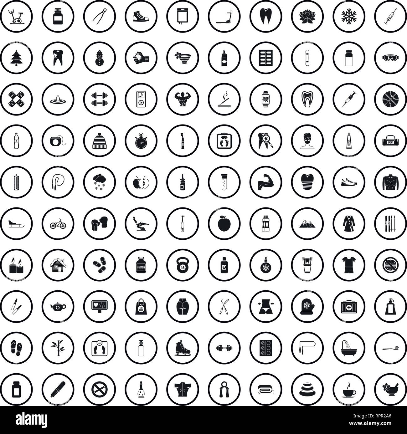 100 fit body icons set, simple style Stock Vector Image & Art - Alamy
