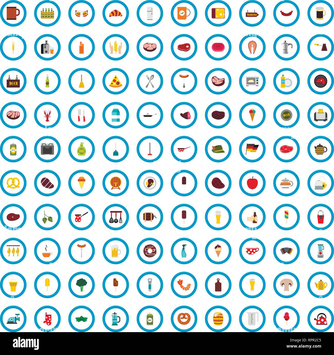 100 cafe icons set, flat style Stock Vector Image & Art - Alamy