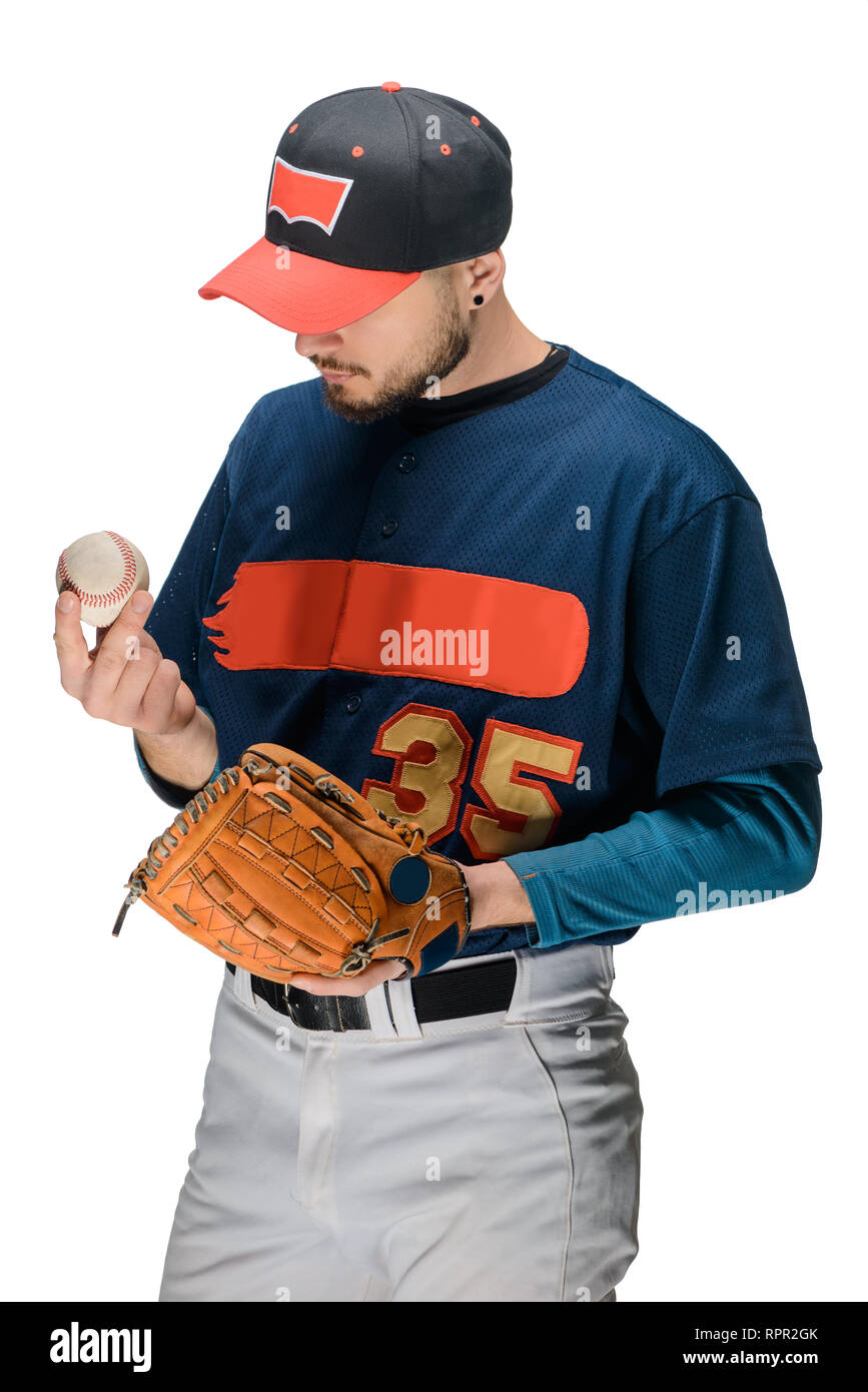 Baseball player isolated on white Stock Photo - Alamy