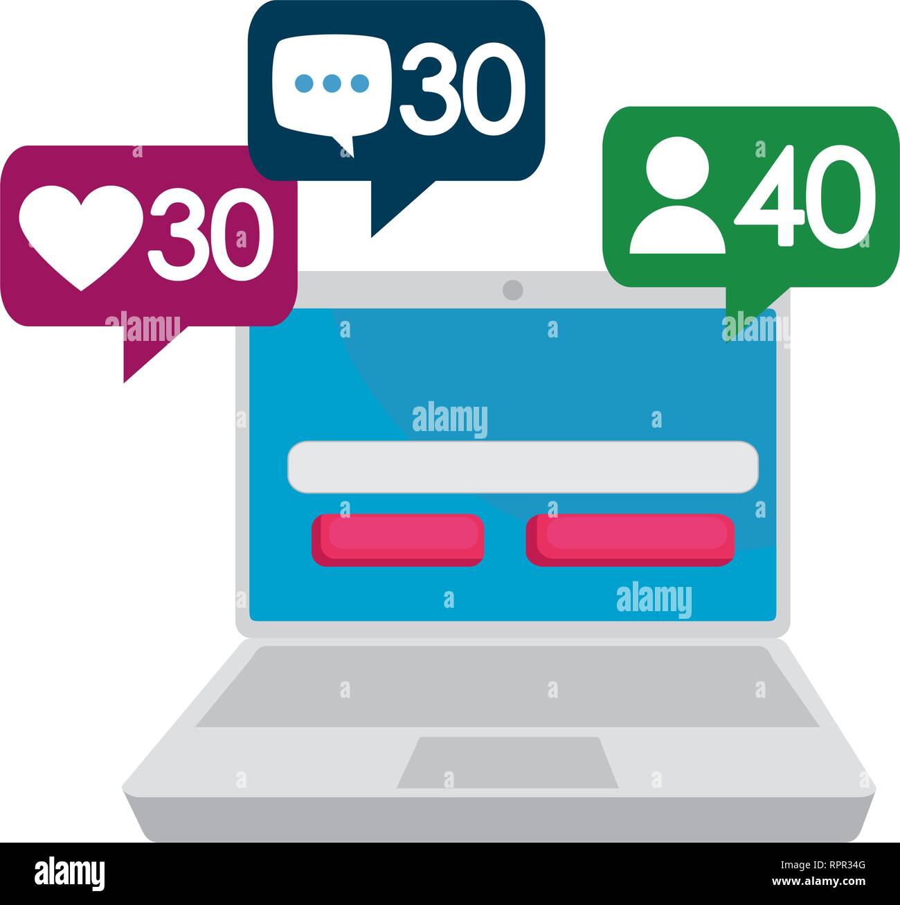 laptop with counter speech bubbles Stock Vector Image & Art - Alamy