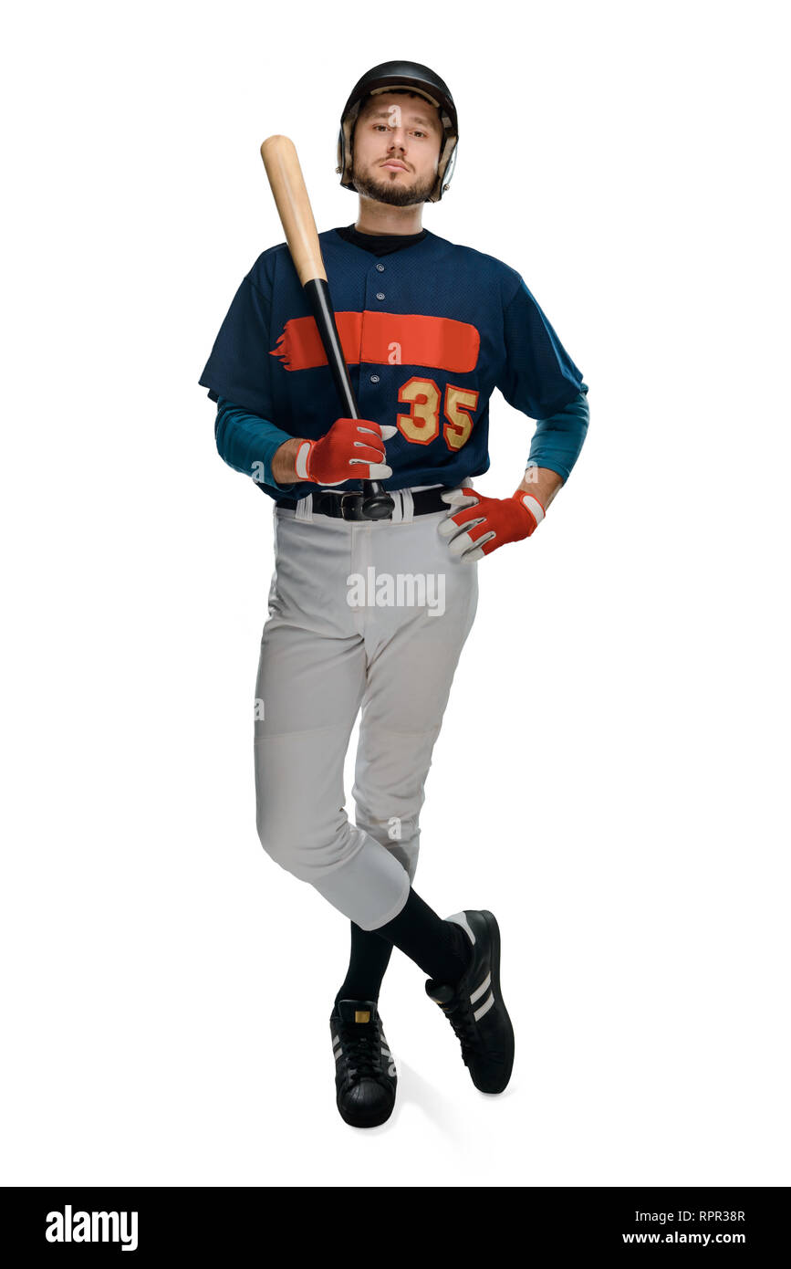 Baseball batter on white background Stock Photo - Alamy