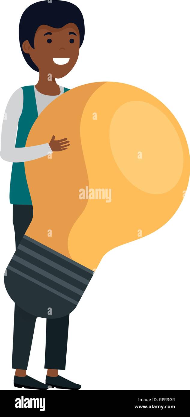 young black man with bulb Stock Vector Image & Art - Alamy