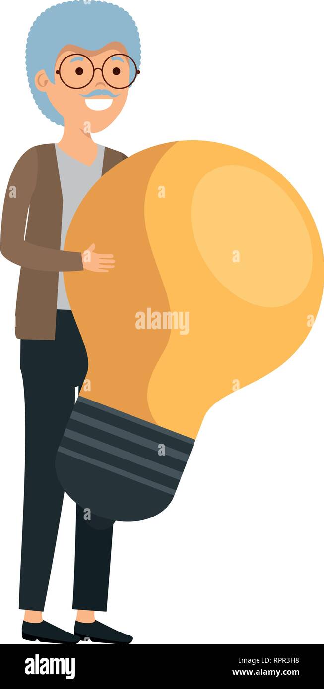 old man with bulb Stock Vector Image & Art - Alamy