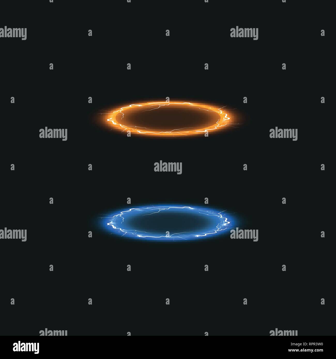Magic fantasy portal. Futuristic teleport. Light effect. Blue and ...