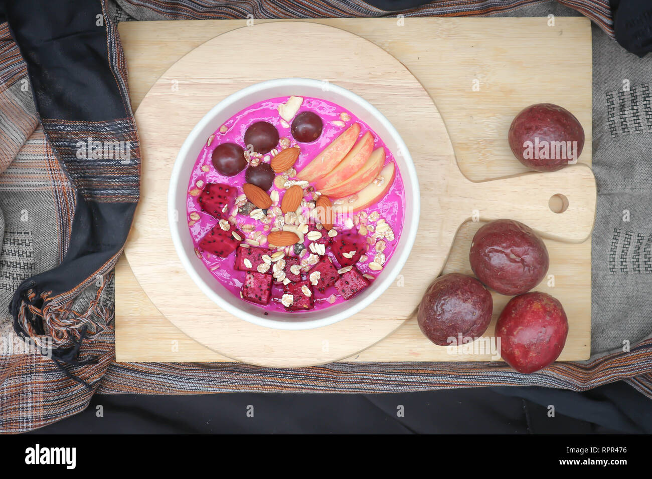 blended dragon fruit and yogurt or blended fruit or smoothie Stock ...