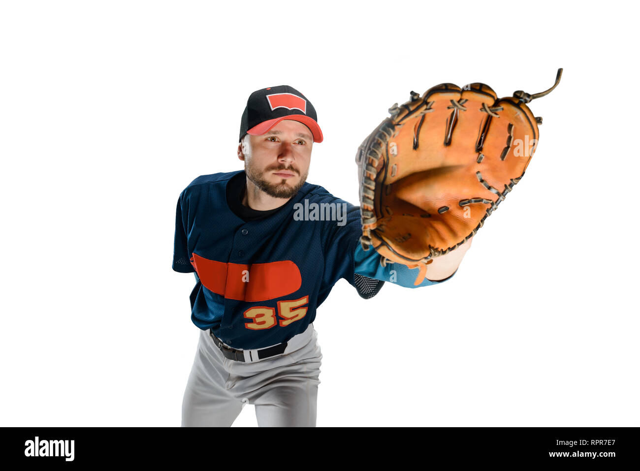 Baseball player catching a ball Stock Photo - Alamy