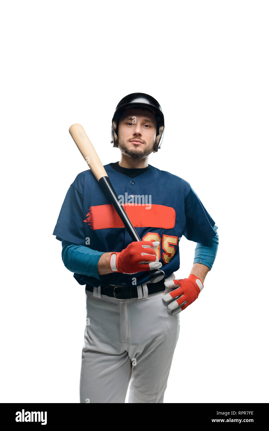 Baseball player on white background Stock Photo - Alamy